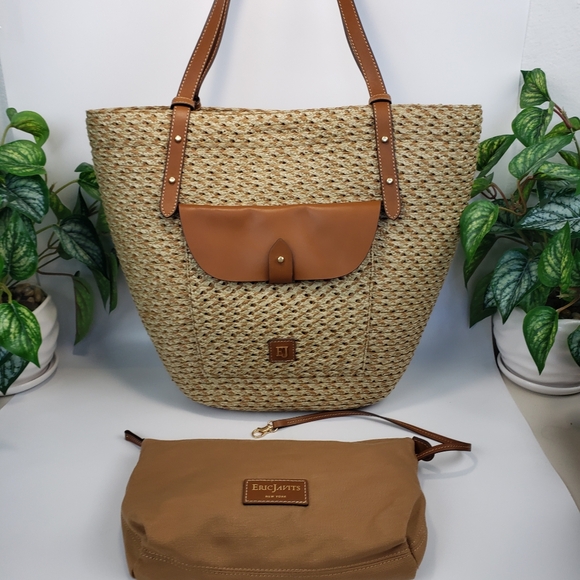 Eric Javits | Bags | Eric Javits 2p Wicker Straw Tote Satchel Pouch ...